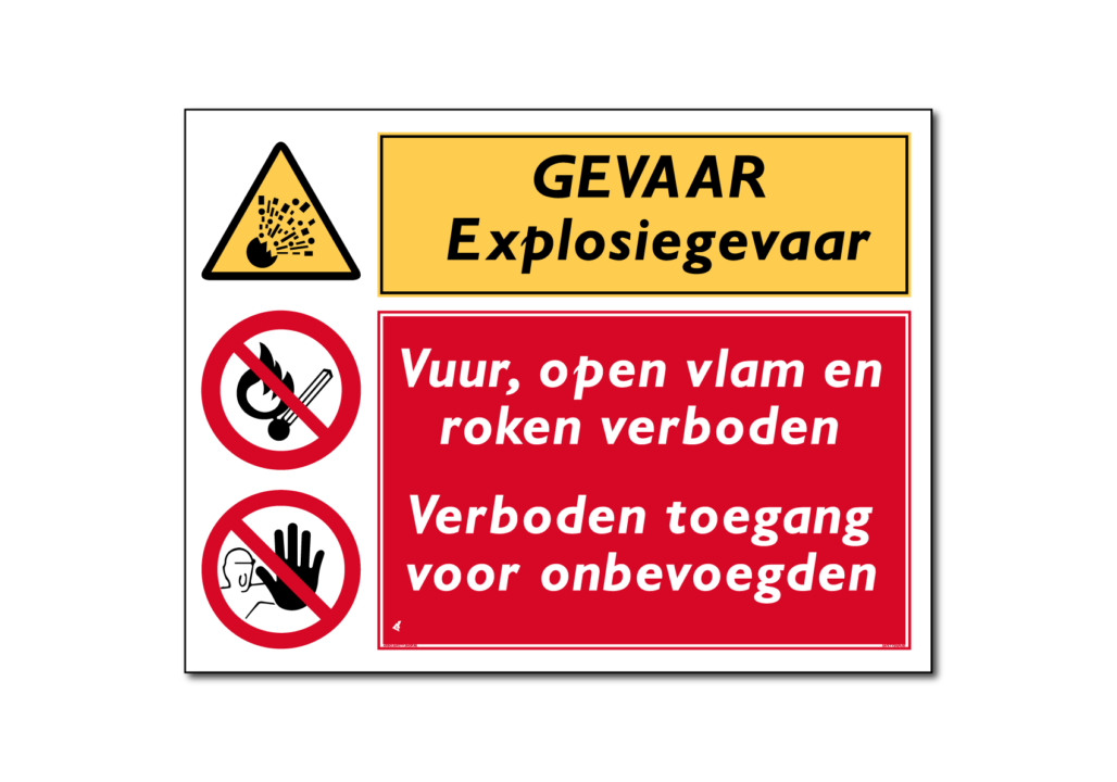 Explosiegevaar bord Combinatiebord - Mijnnaamplaat.nl